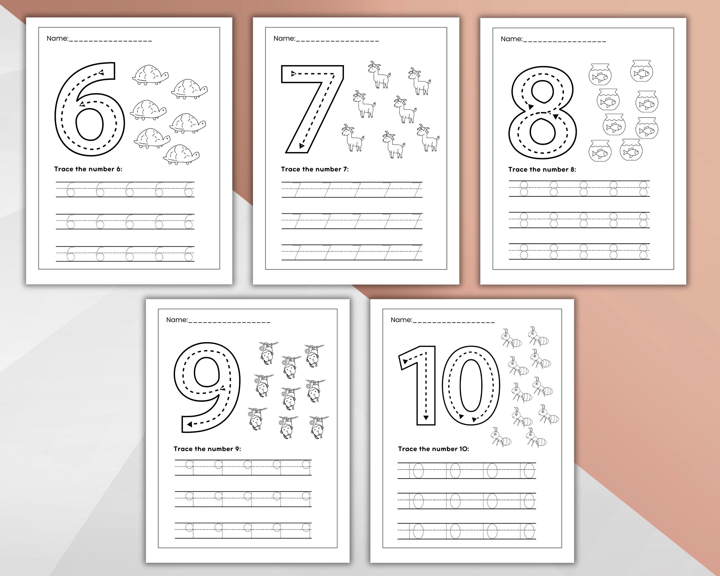 Number Tracing Worksheets. Printable Traceable Numbers. Preschool ...