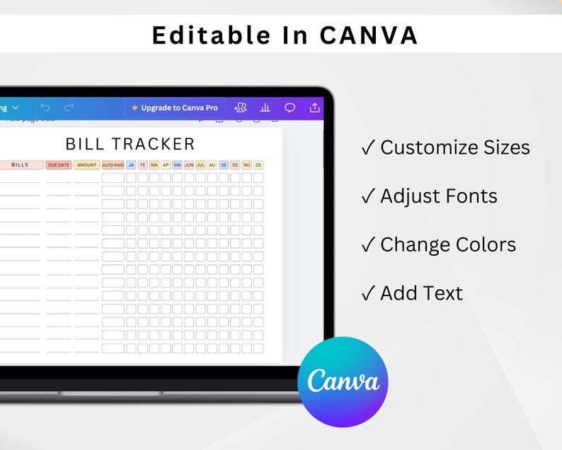 Monthly Bill Log. Editable Bill Planner. Bill Pay Organizer. Bill Payment Log. Expense & Bill ...