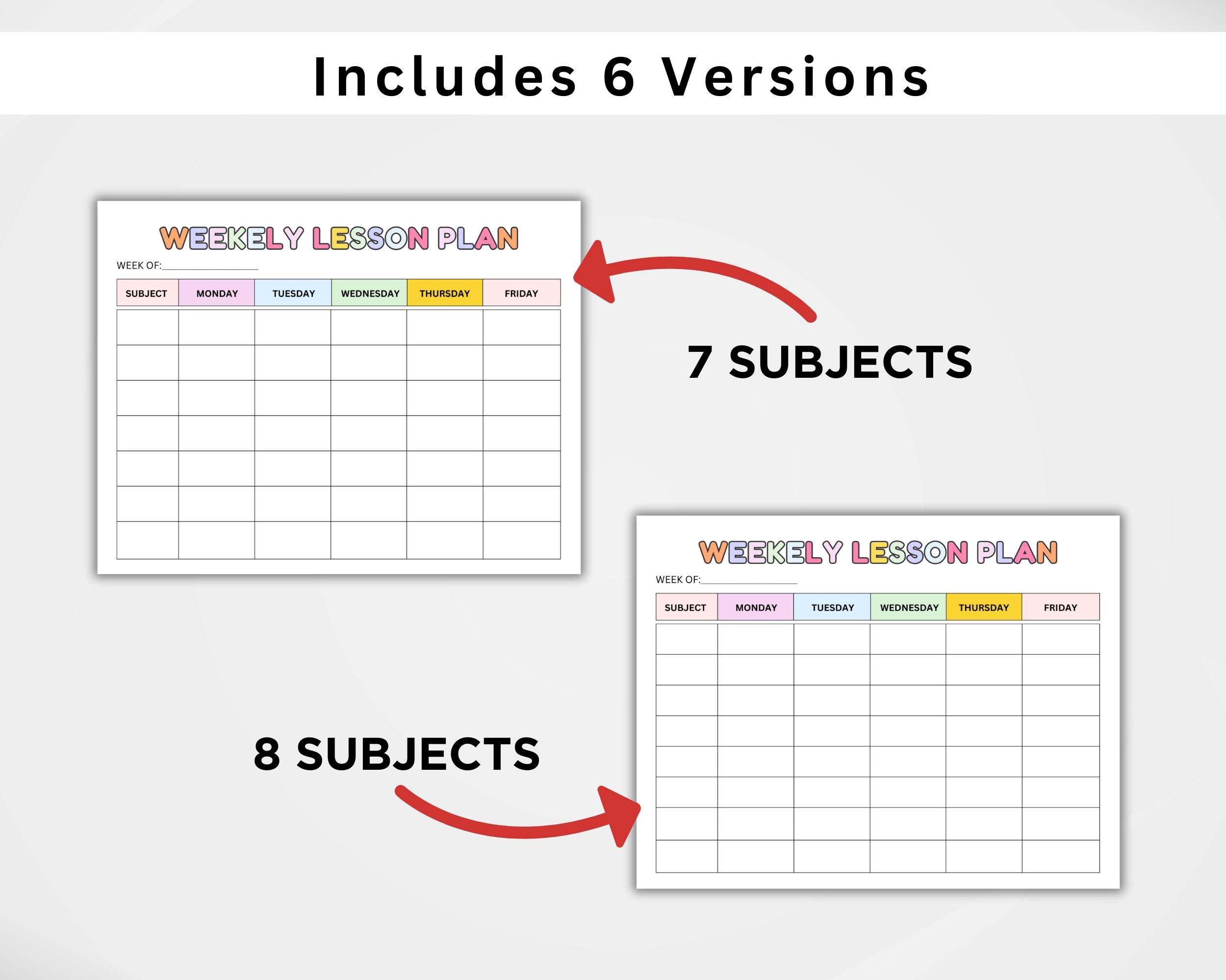Printable Weekly Lesson Plan for Preschool. Homeschool Teacher Planner ...