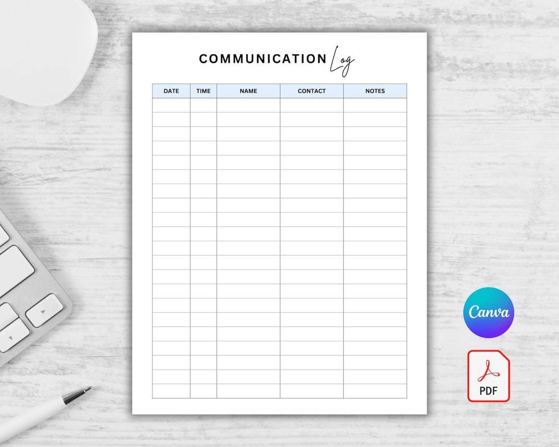 Communication Log Printable. Teacher Communication Log. Call Log PDF ...