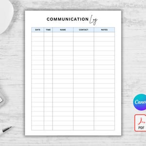 Communication Log Printable. Teacher Communication Log. Call Log PDF ...