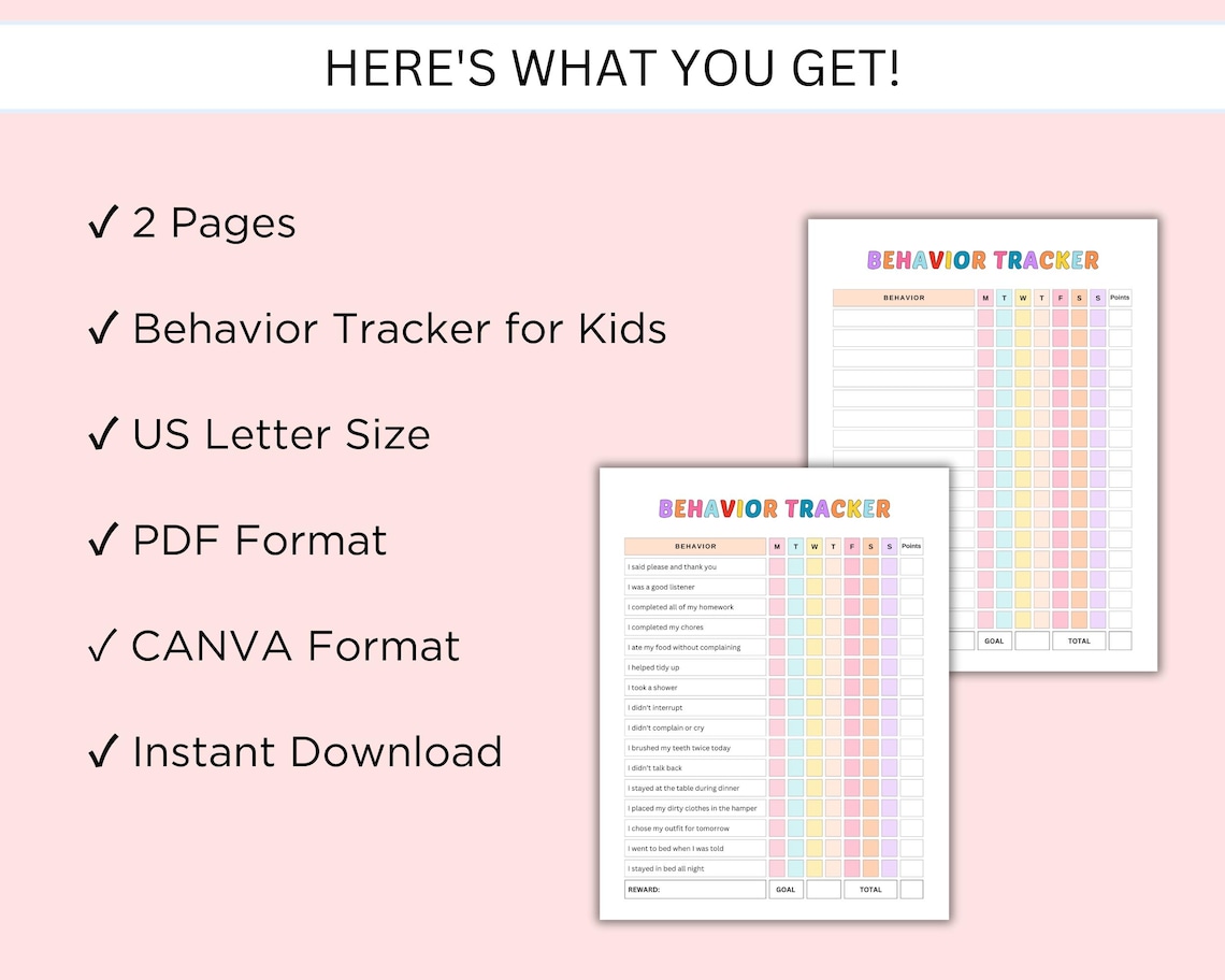 Printable Behavior and Chore Chart for Kids at Home. Daily Good ...
