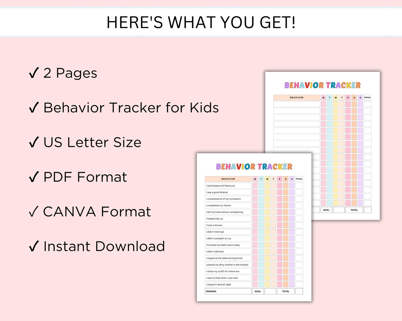 Behavior and Chore Chart, Behavior Chart for Kids at Home, Behavior ...