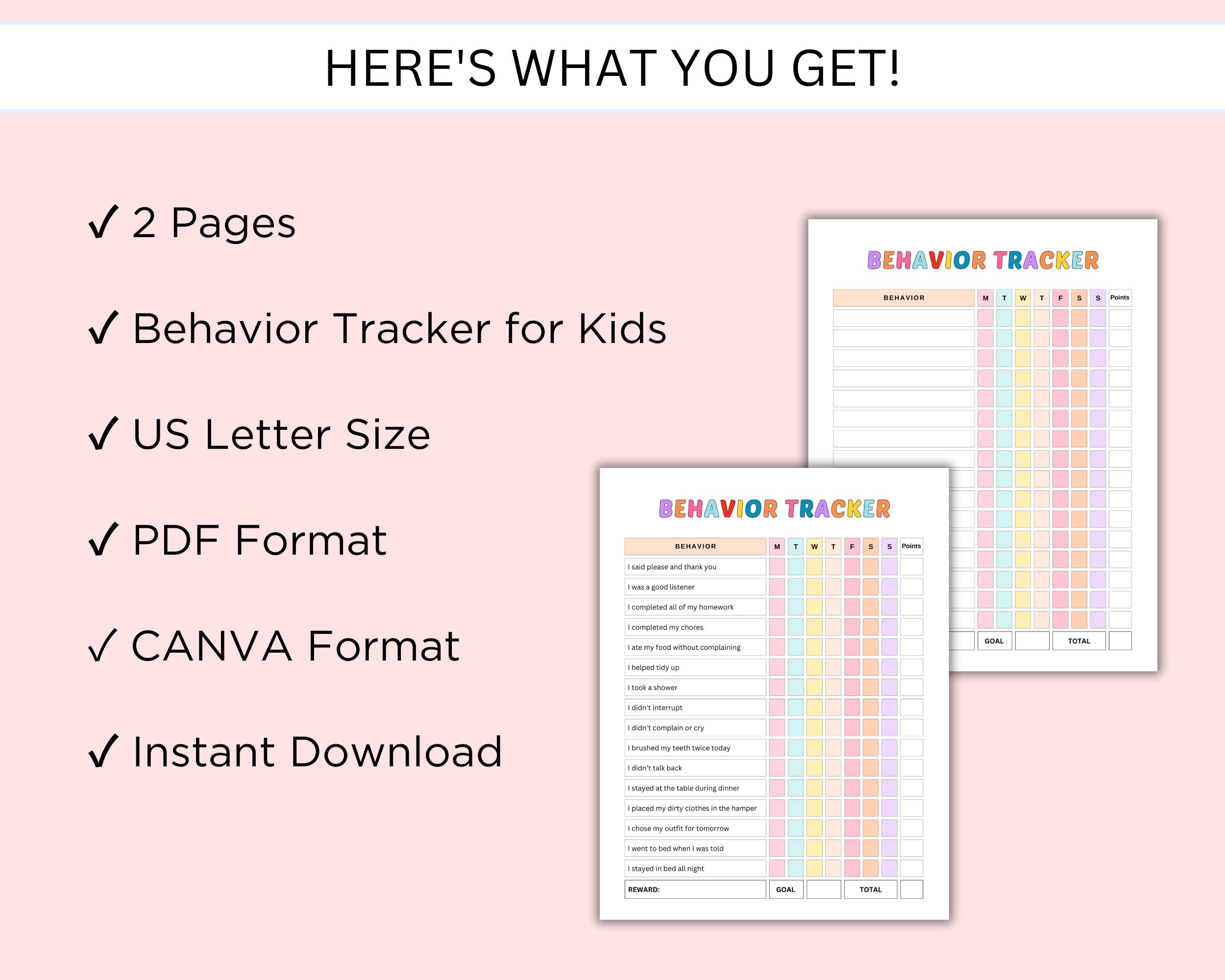 Printable Behavior and Chore Chart for Kids at Home. Daily Good ...