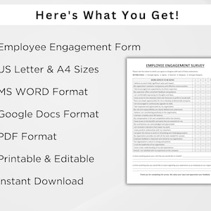 Editable Employee Engagement Survey Template. HR Survey. Employee ...