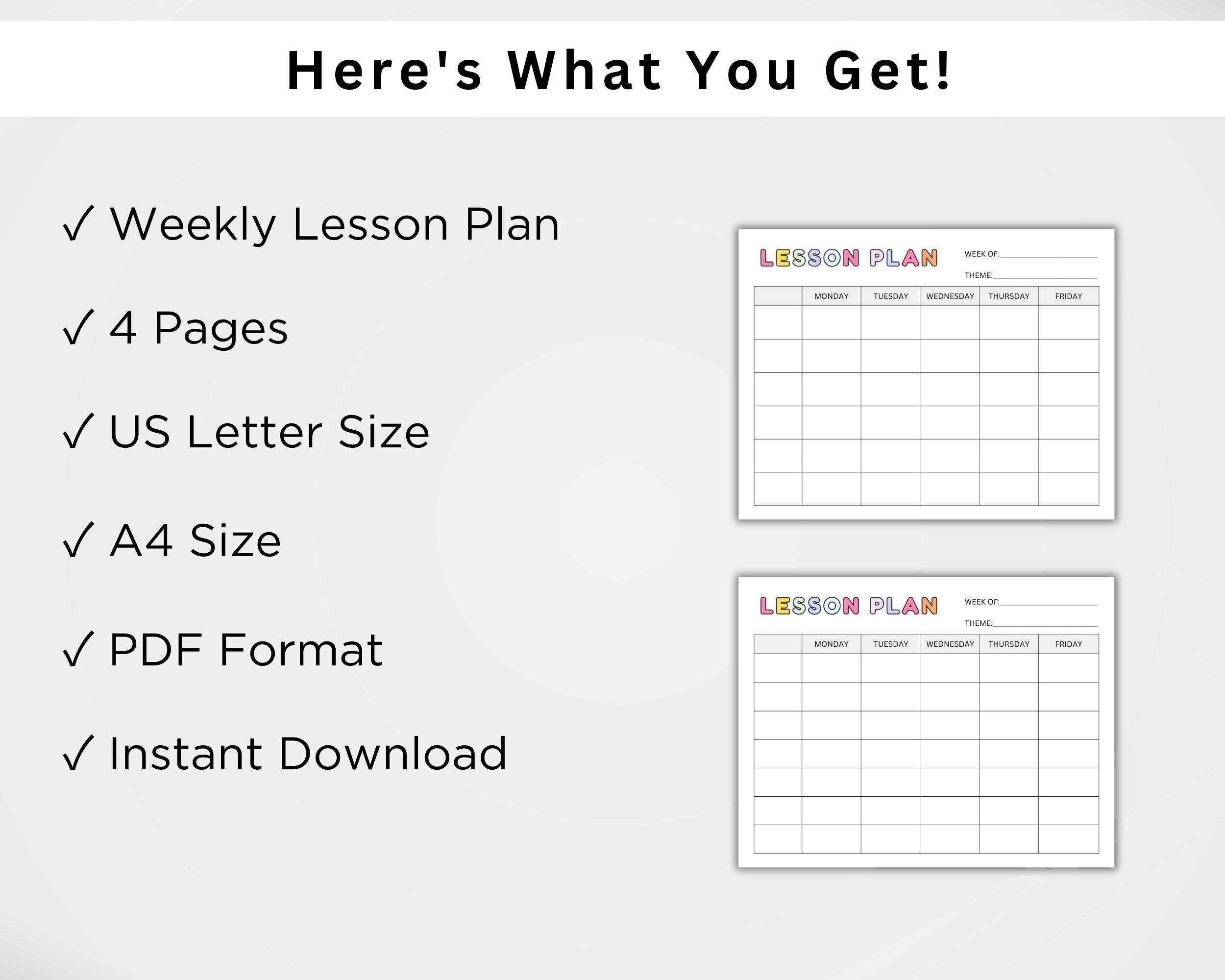 Printable Weekly Lesson Plan. Homeschool Teacher Planner. Daily Lesson ...
