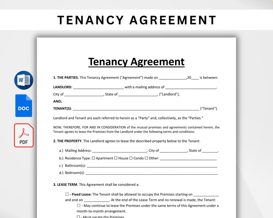 Editable Tenancy Agreement. Rental Agreement Printable. Simple Tenancy ...