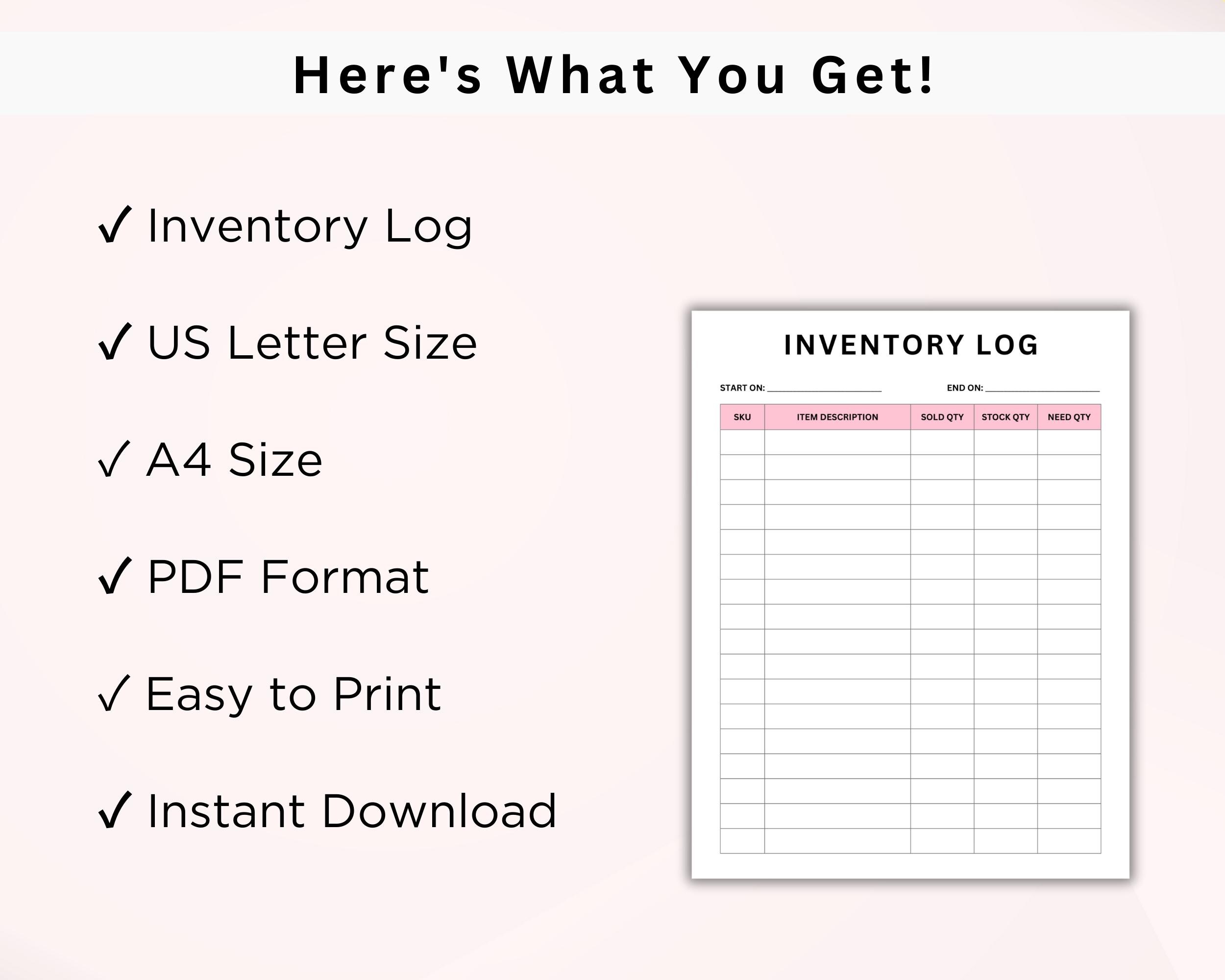 Inventory Tracker Printable PDF, Business Inventory Sheet & Product ...