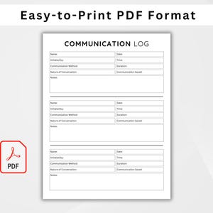 Printable Communication Log. Call Tracker PDF. Phone Call Log Small ...