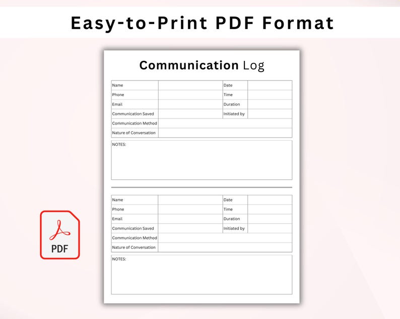 Printable Communication Log. Call Log Template. Parent Communication ...
