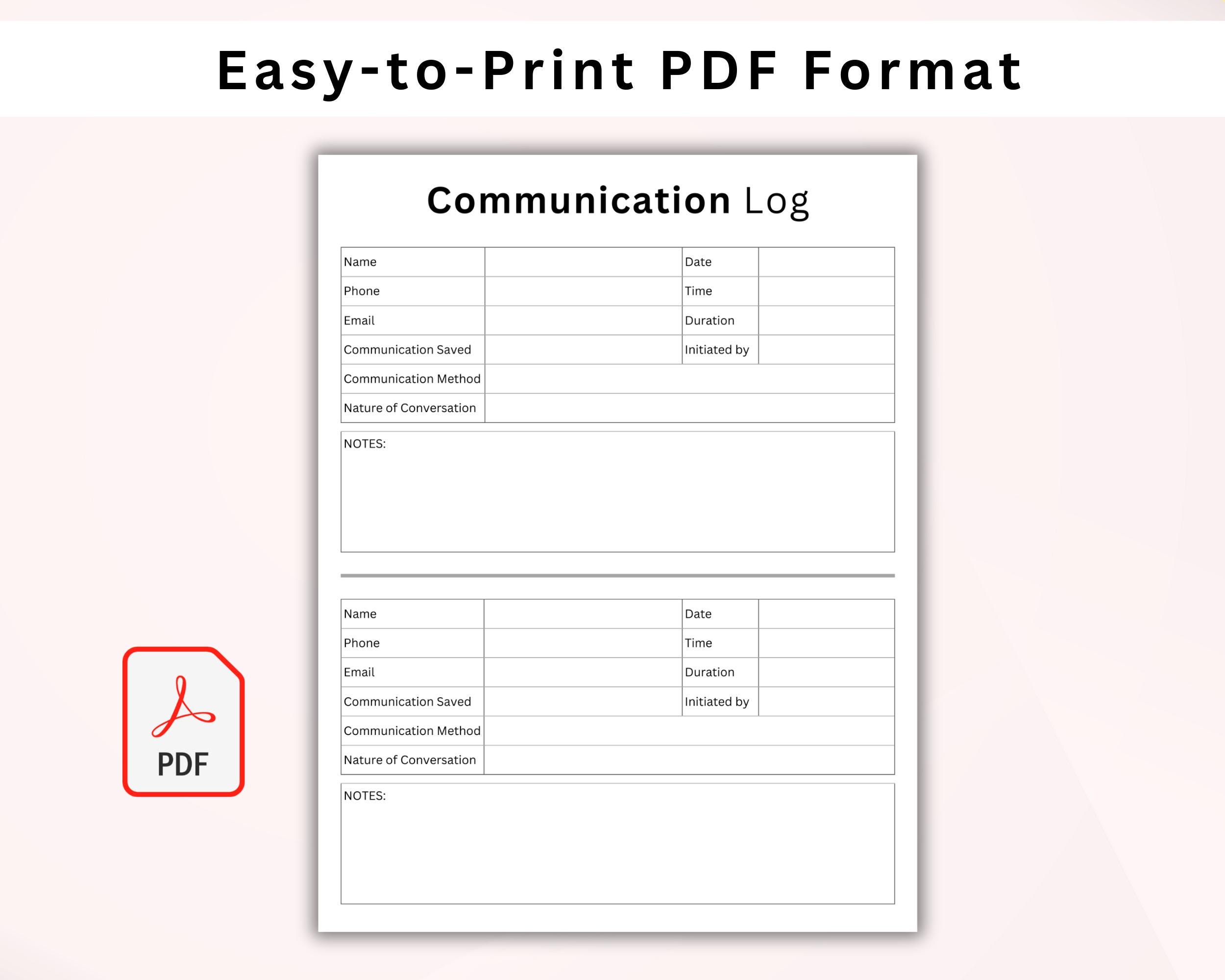 Printable Communication Log. Call Log Template. Parent Communication Log. Conversation Record ...
