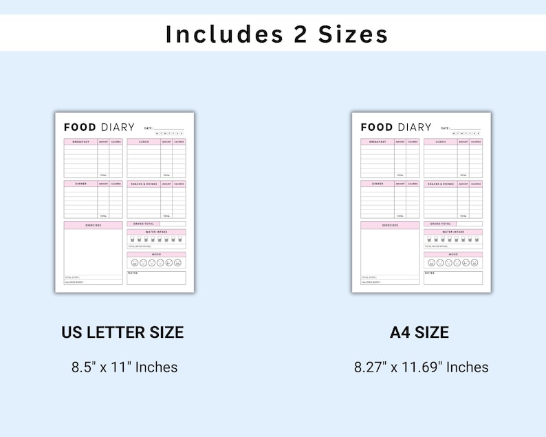 Printable Daily Food Journal. Daily Calorie Tracker. Calorie Counting ...