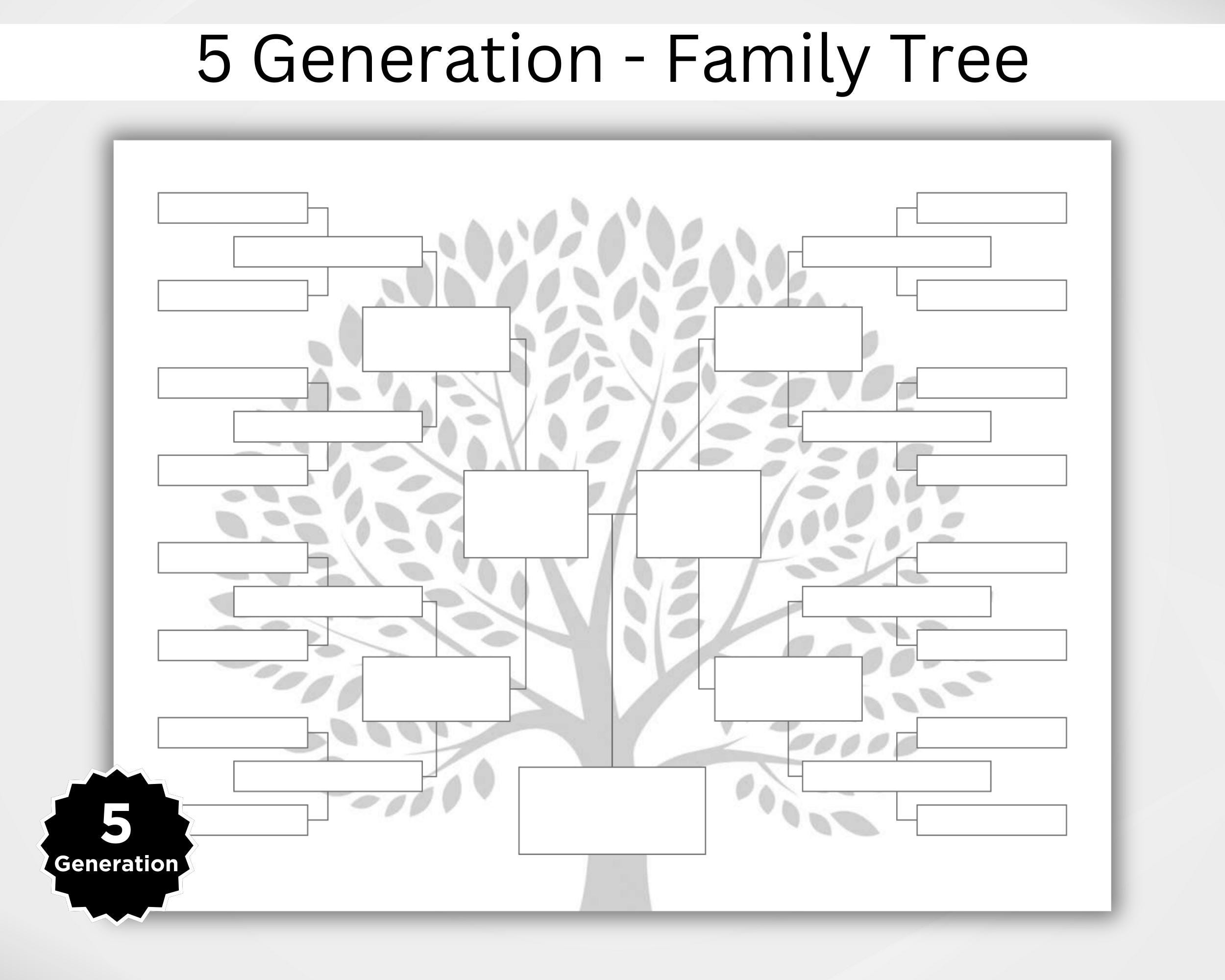 Family Tree Chart 5 Generations. Printable Family Tree Templates ...
