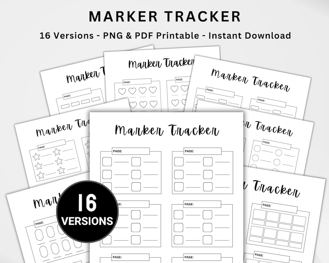 Marker Tracker Printable Planner Page Journal Color Tracker Journal ...