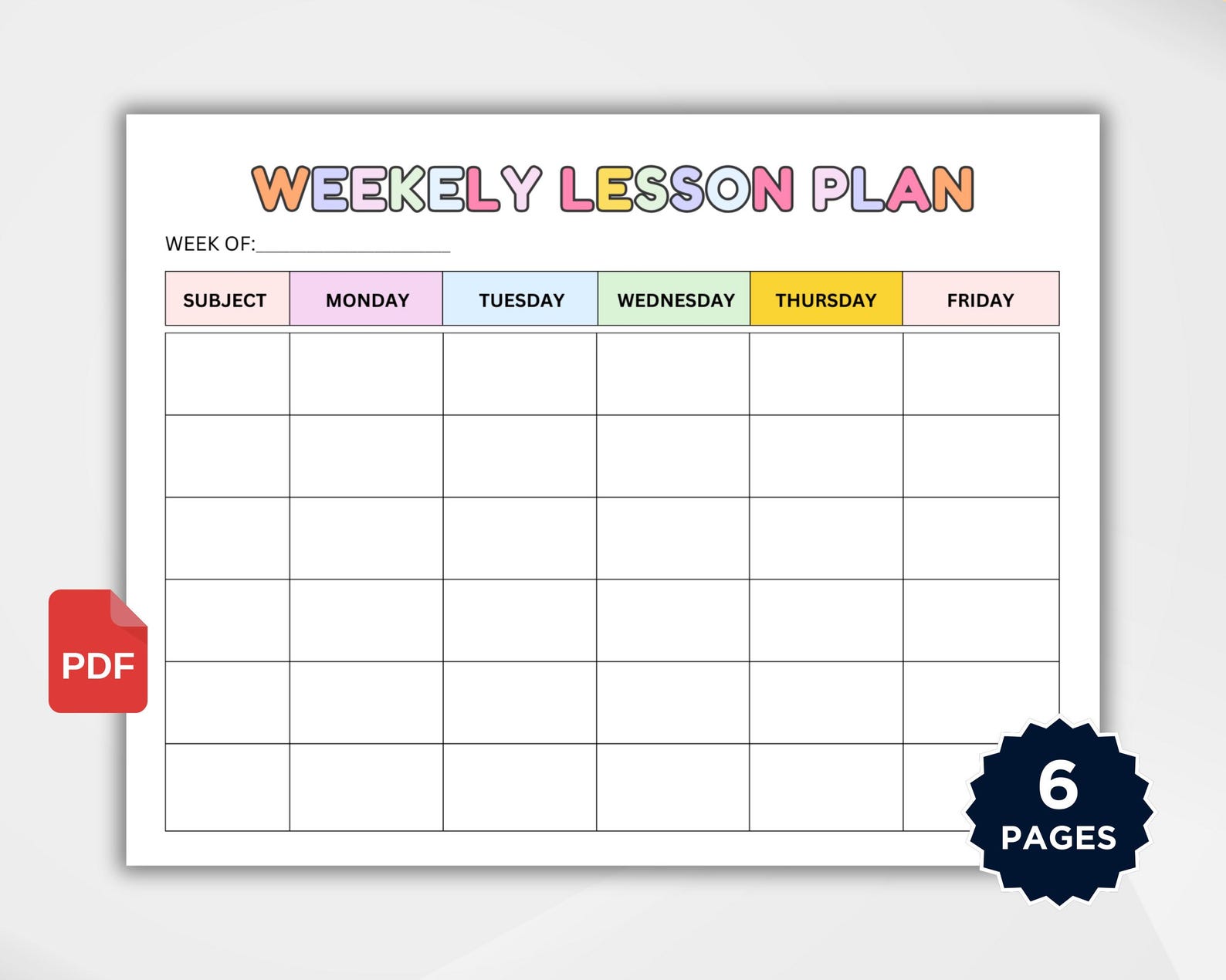 Printable Weekly Lesson Plan for Preschool. Homeschool Teacher Planner ...