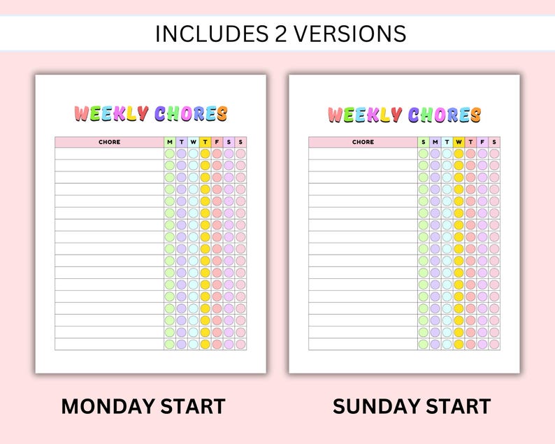 Editable Weekly Chore Chart for Kids. Printable Responsibility Chart ...
