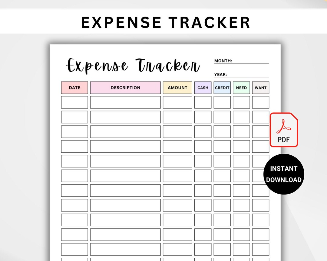 Printable Expense Log. Expense Tracker. Monthly Budget Planner ...