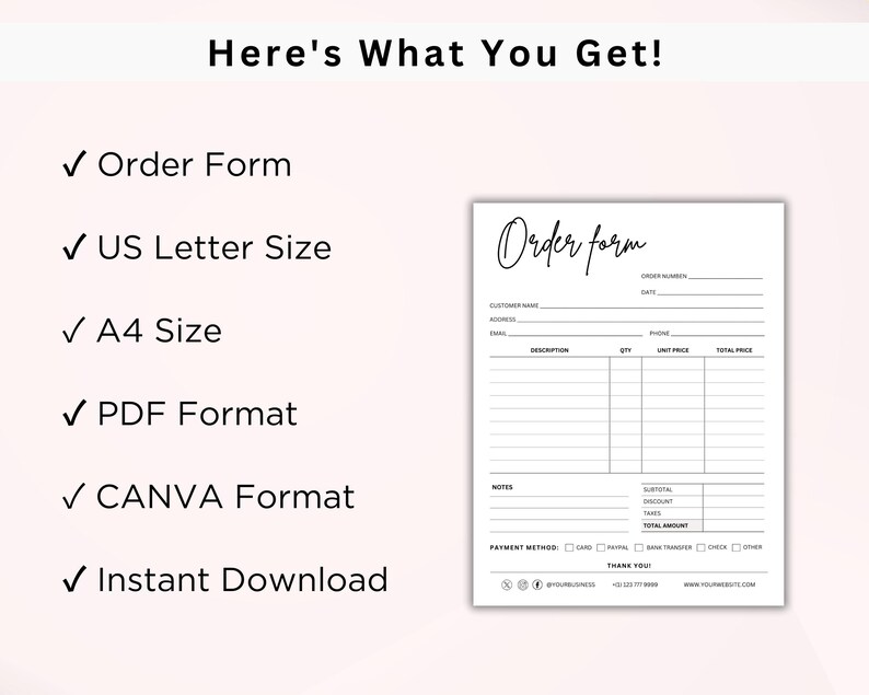 EDITABLE Order Form Template. Custom Order Form. Crafters Order Form ...