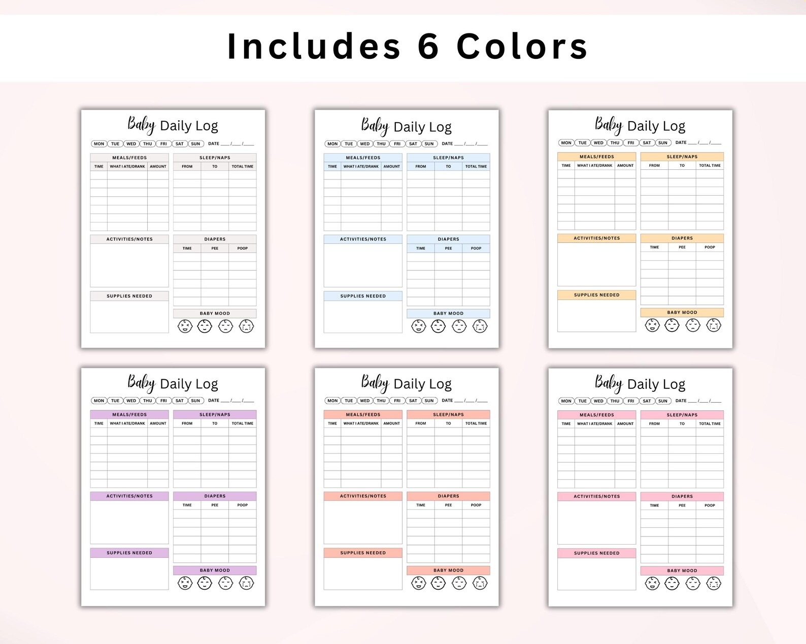Baby Daily Log Printable, Infant Daily Log, Newborn Baby Tracker, Baby ...