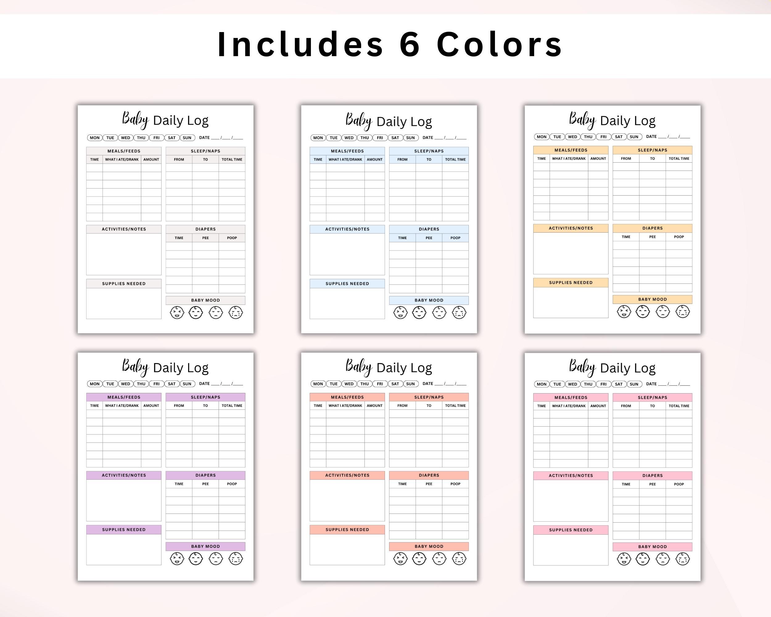 Baby Daily Log Printable, Infant Daily Log, Newborn Baby Tracker, Baby ...