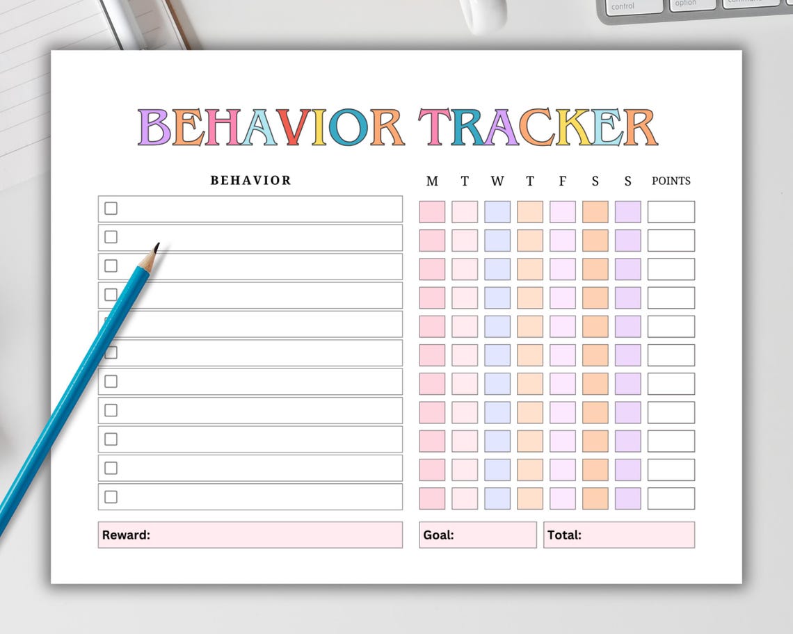 EDITABLE Behavior Chart for Kids. Daily Good Behavior Tracking ...