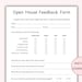 Printable Open House Feedback Form. Real Estate Agent Open House ...
