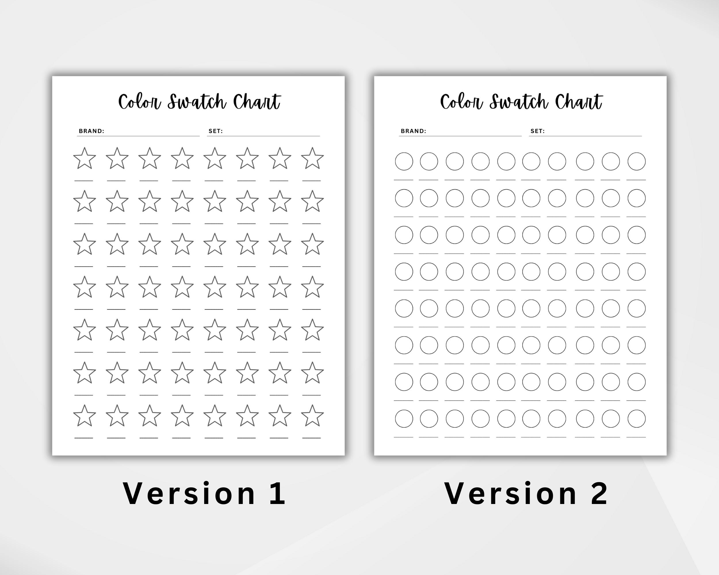 Printable Coloring Swatch Chart. Marker Color Sheet. Color Palette ...