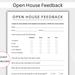 EDITABLE Open House Feedback Form. Printable Real Estate Agent Open ...