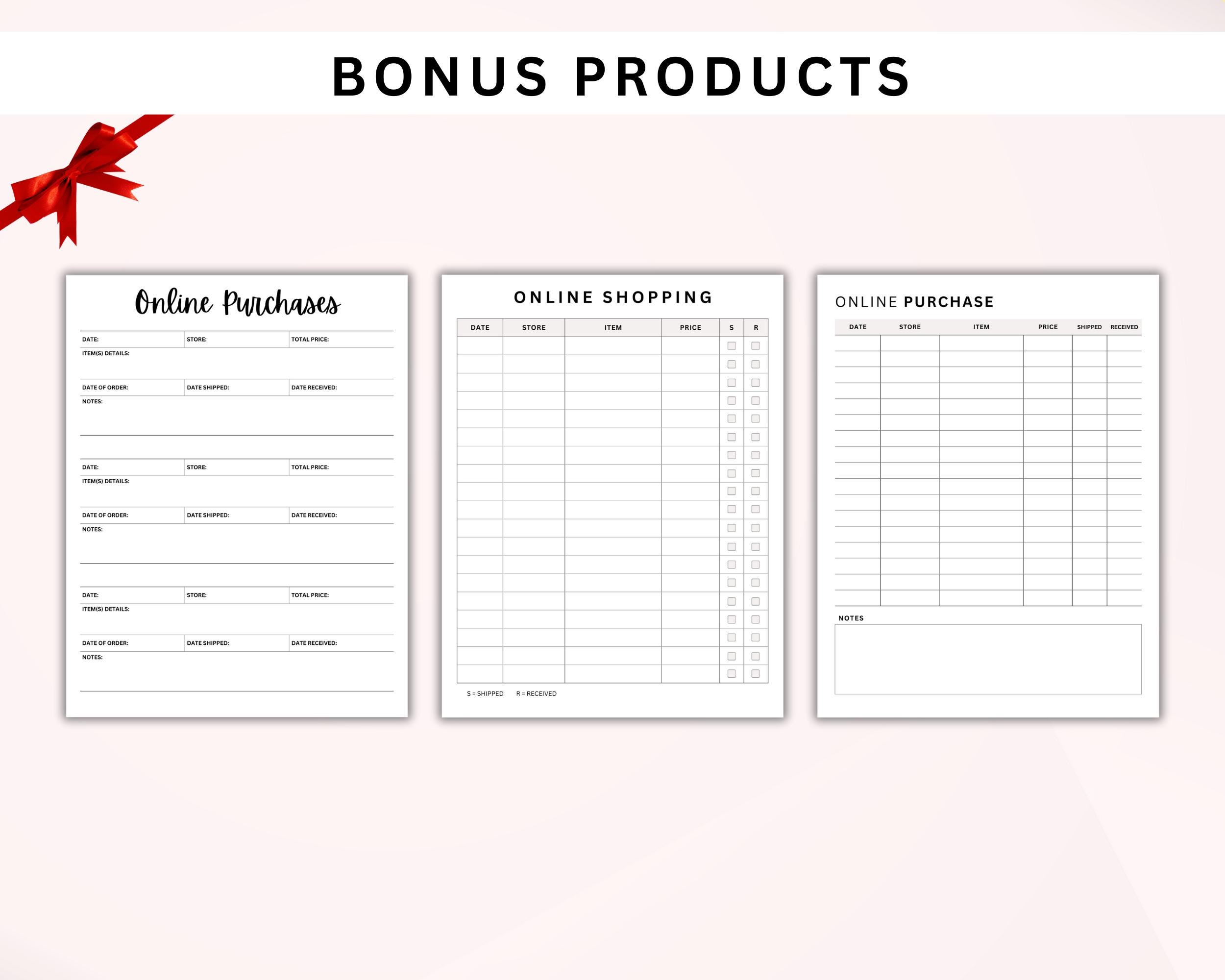 Online Purchases Tracker Printable. Online Shopping Tracker. Order ...