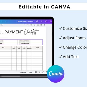 Bill Payment Checklist Tracker. Bill Pay Organizer. Bill Management ...