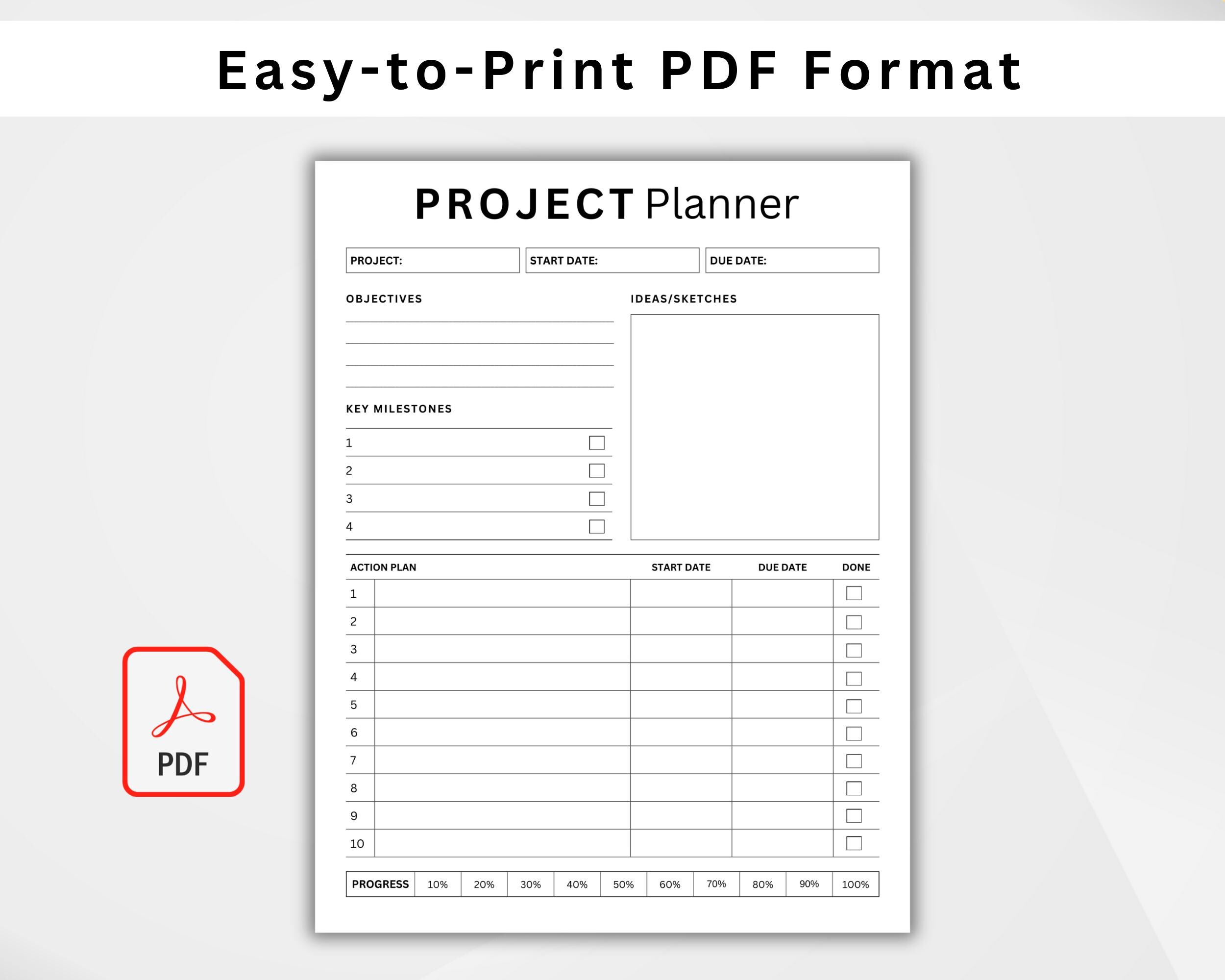 Printable Project Planner. Project Planning Templates. Work Project ...