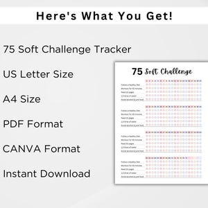 75 Soft Challenge Tracker. Daily Habit Tracker. Printable. Editable ...