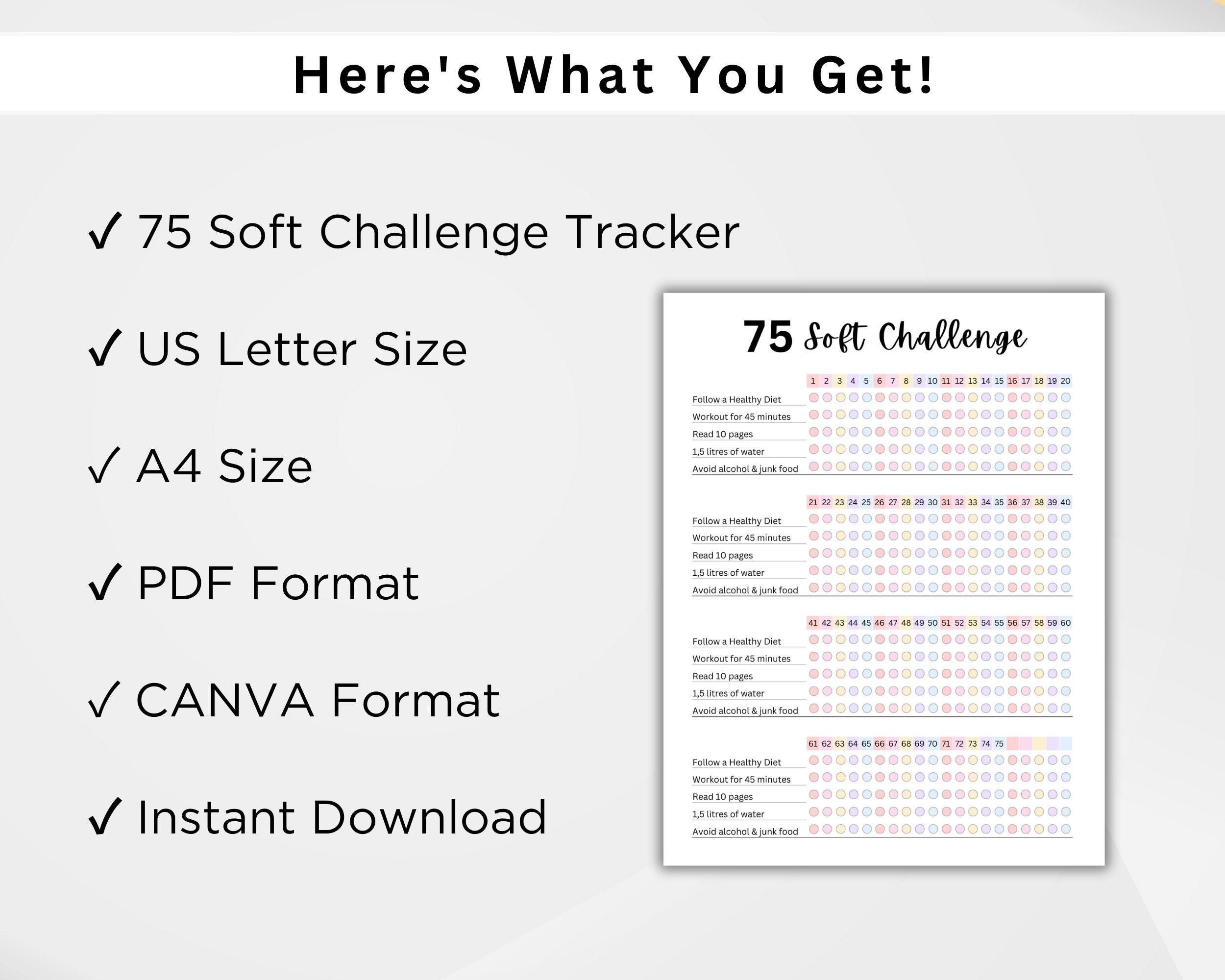 75 Soft Challenge Tracker | Wellness & Fitness Goal Journal | 75 Day ...