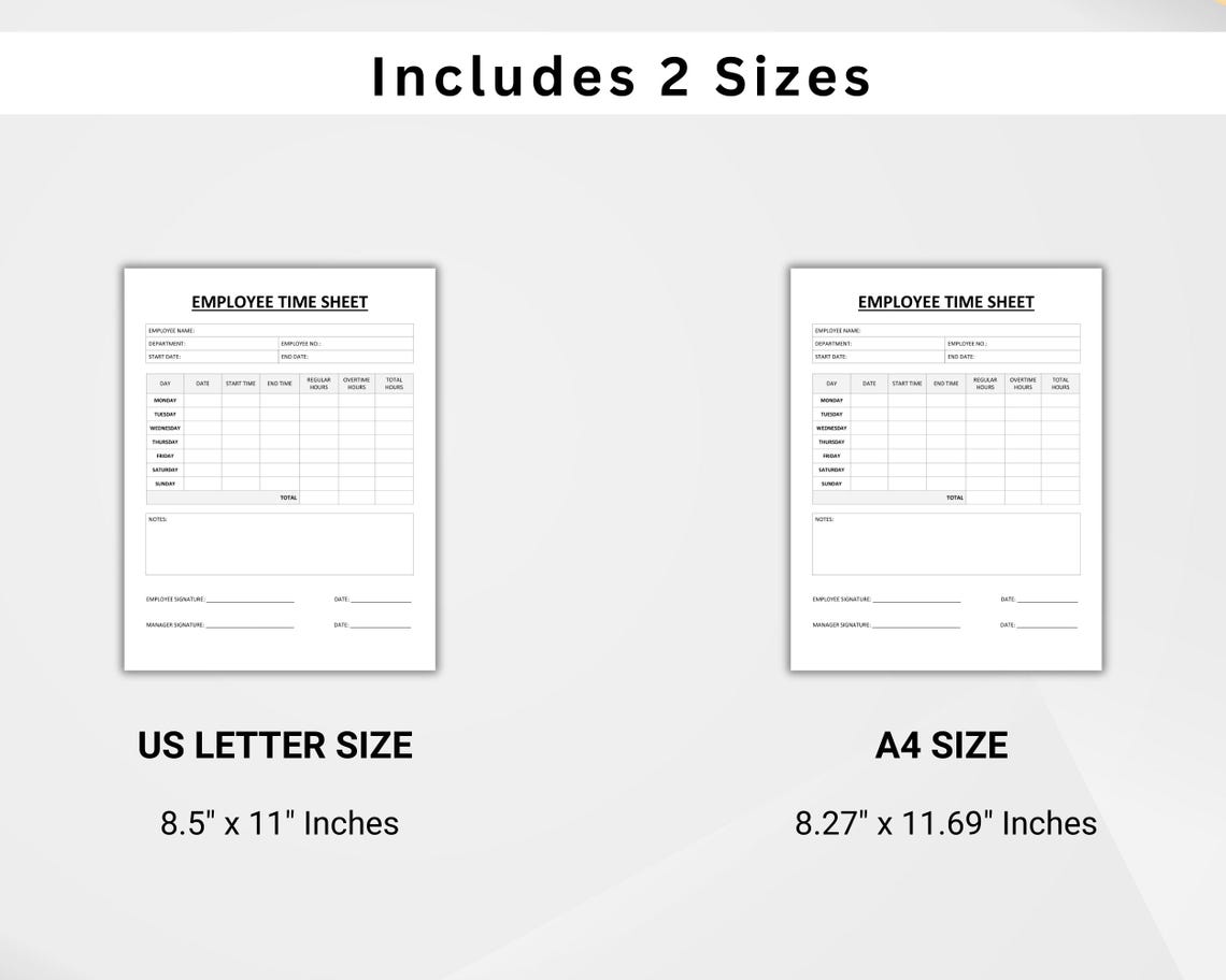 Employee Time Sheet Log Printable | Hours Worked Log | Weekly Timesheet ...