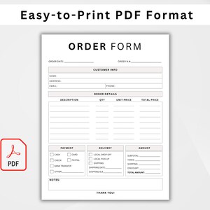 Editable Order Form Template. Printable Small Business Order Form ...
