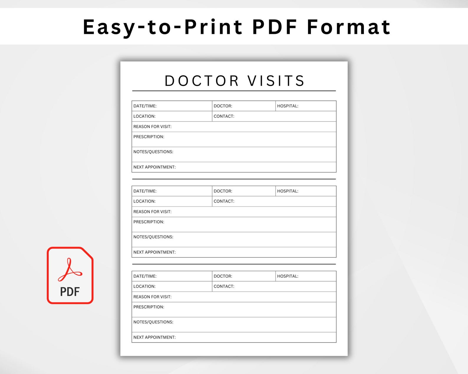 Doctor Visit Tracker. Doctor Visits Log. Health Consultation Record ...