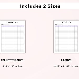 Printable Work Log for Work. Time Log. Time Tracker. Working Hours Log ...