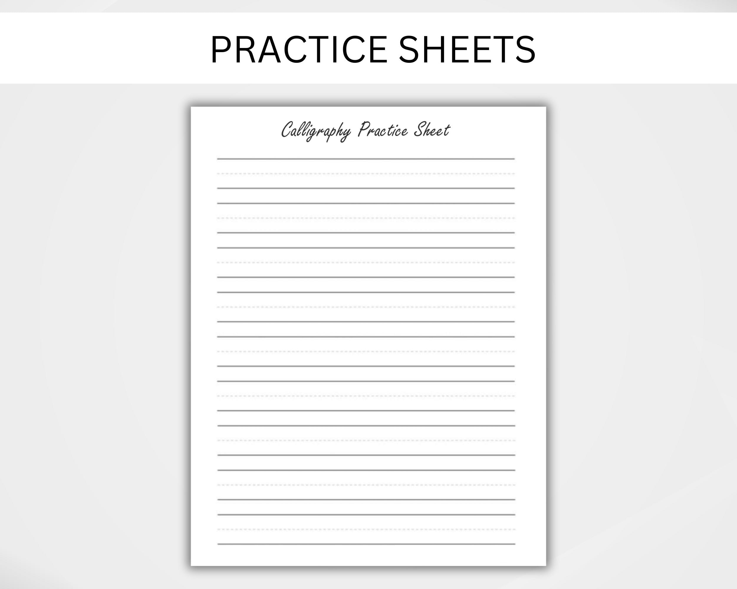 Calligraphy Practice Sheets Template. Printable Calligraphy Worksheets ...