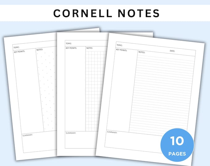 Cornell Note-taking Templates, Lecture Notes Templates, Digital Notes ...