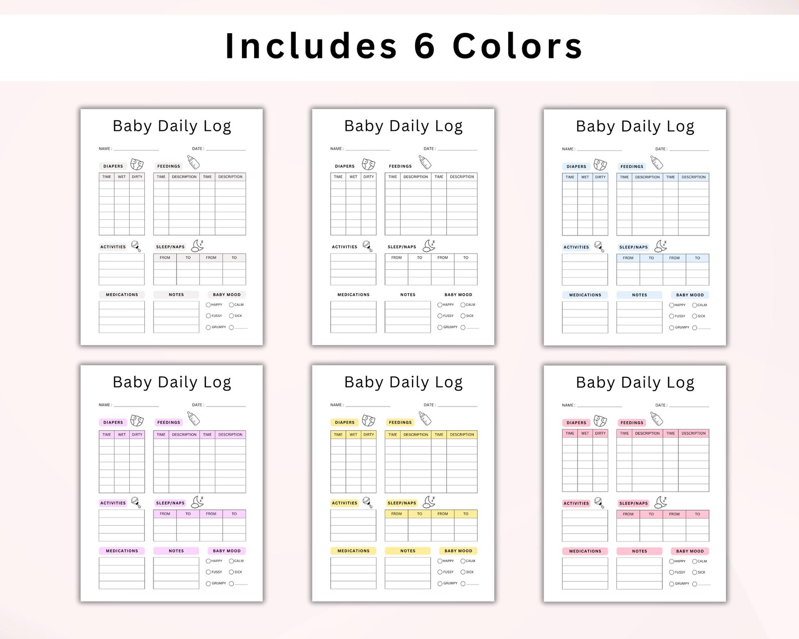 Baby Daily Log Printable, Infant Care Tracker, Newborn Feeding Log ...