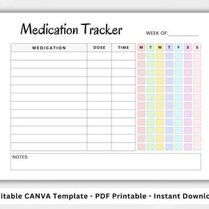 Weekly Medication Tracker. Medication Log. Printable Medication ...
