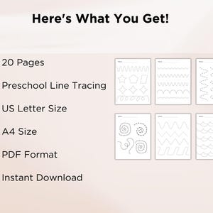 20 Preschool Line Tracing Worksheets Bundle. Printable Line Trace Page ...