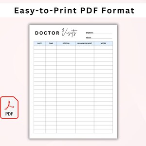 Doctor Visit Log: Printable Medical Appointment Tracker (PDF Template ...