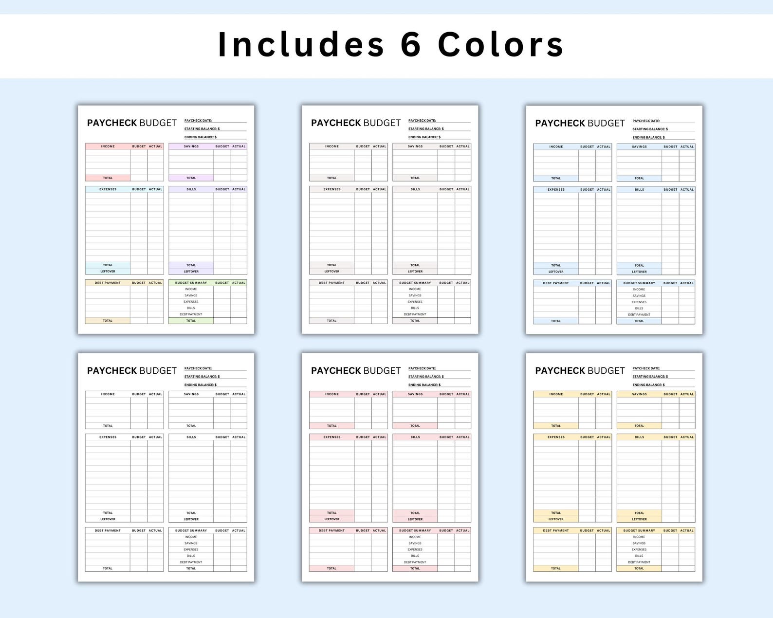 Paycheck Budget Planner Printable, Budget by Paycheck Template, Budget ...