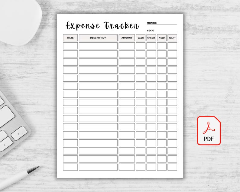 Printable Expense Log. Expense Tracker. Monthly Budget Planner ...