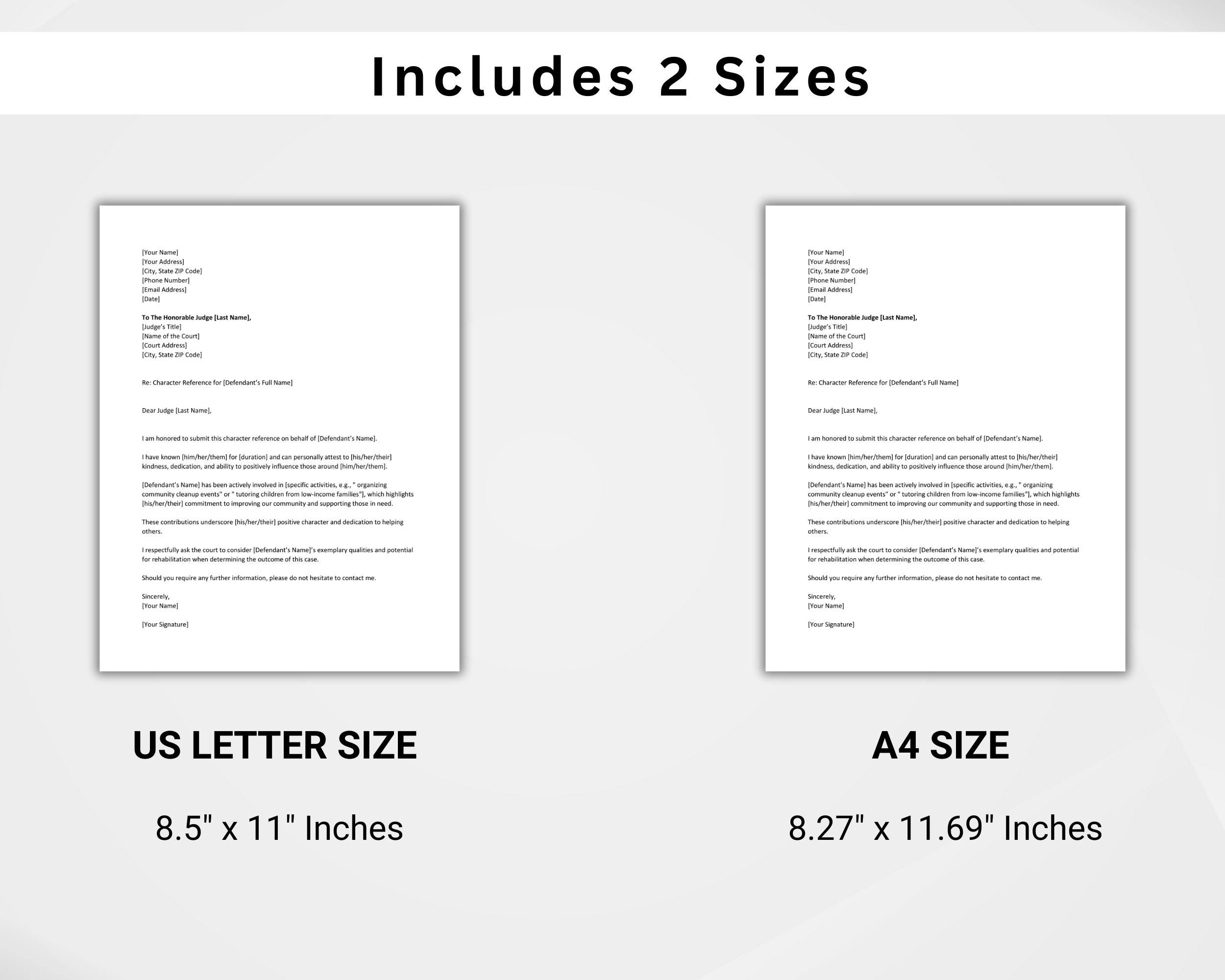 Court Character Reference Letter Template Editable. Personalized ...