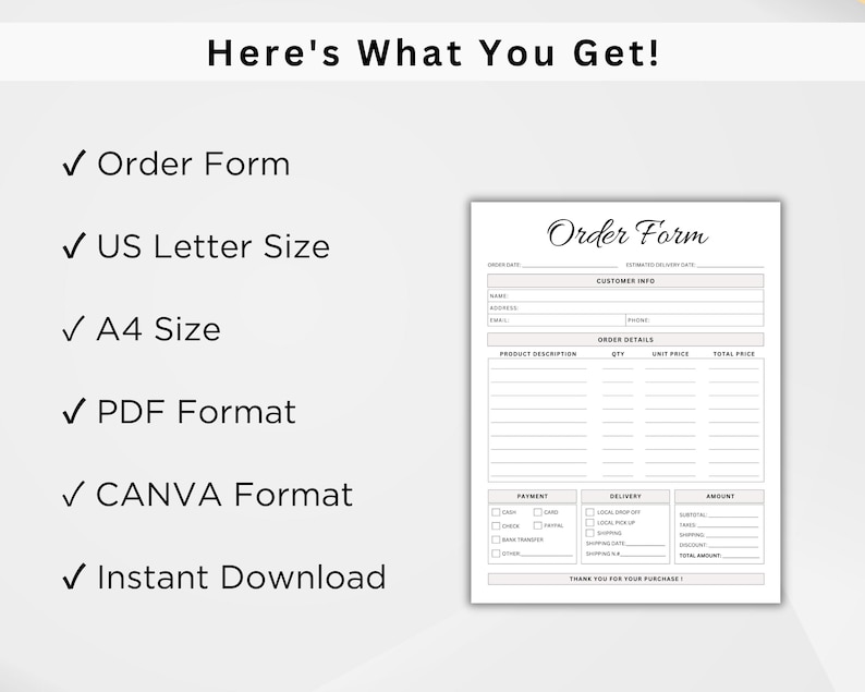 Editable Order Form Canva, Custom Craft Business Order Form, Small ...
