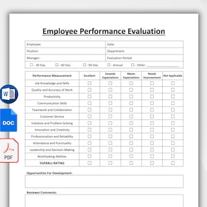 Employee Performance Evaluation Form Google Doc - Etsy