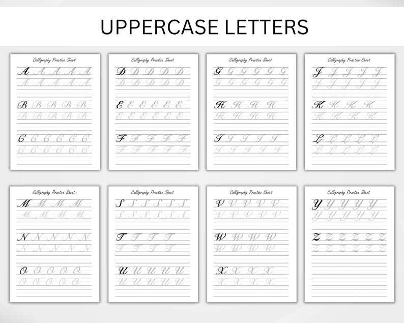 Calligraphy Practice Sheets Template. Printable Calligraphy Worksheets ...