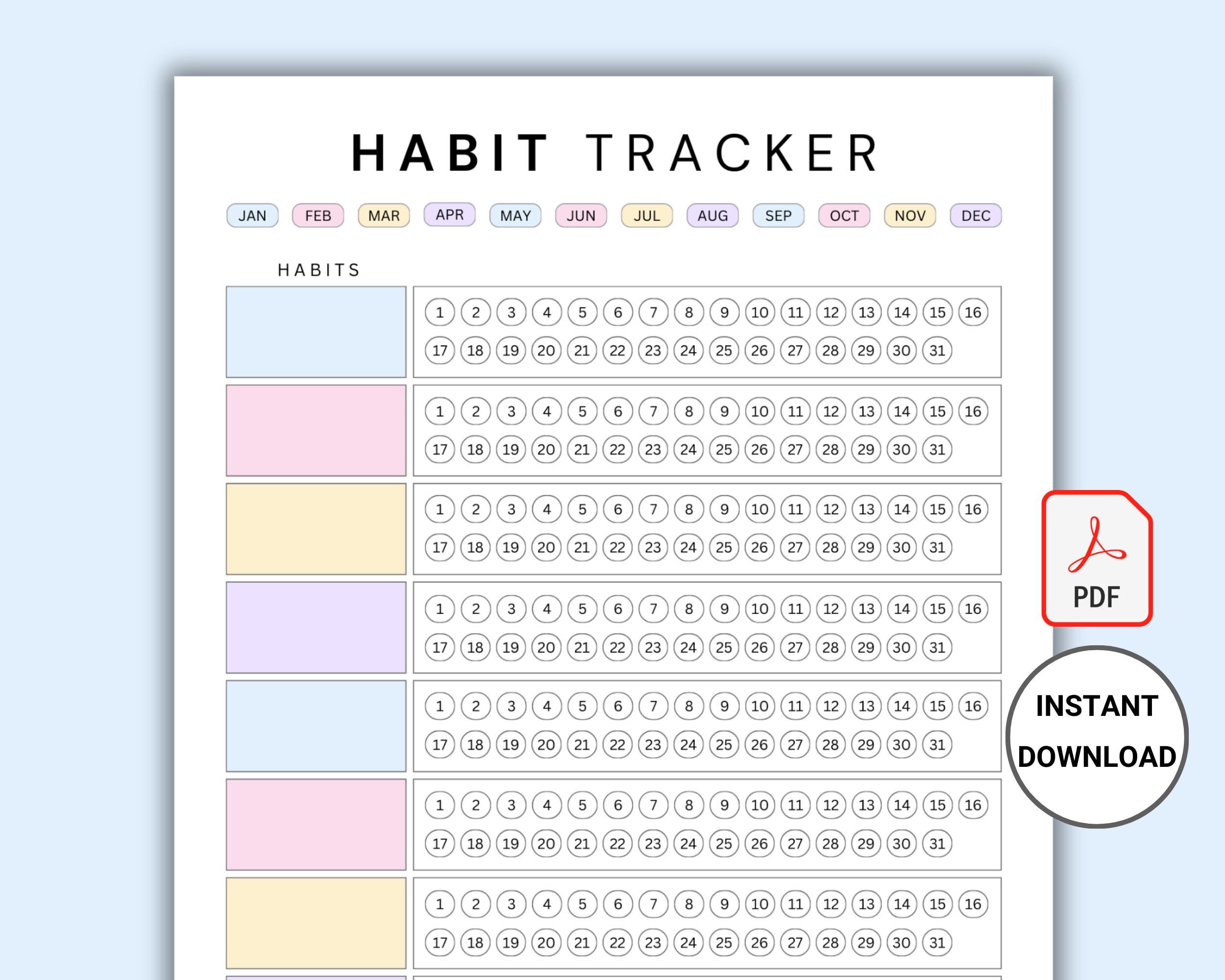 Daily Habit Tracker Printable, Routine Tracker, Everyday Habit Tracker ...